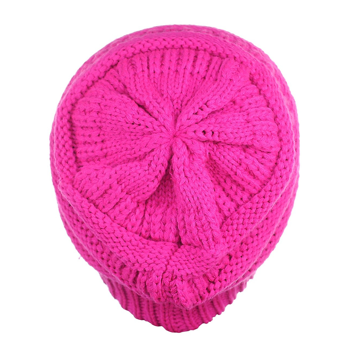 C.C Trendy Warm Chunky Soft Stretch Cable Knit Beanie Skully, Neon Pink
