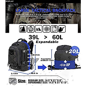 WolfWarriorX Tactical Backpack for men Military Army Expandable 3 Day Pack for Camping Hiking