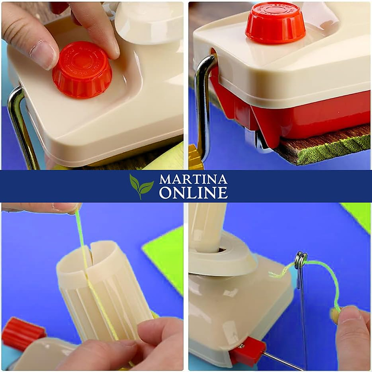 Martina Online Yarn Winder into Organized Balls Tangle-Free with Portable Hand Operated Yarn Ball Winder Making Knitting and Crocheting Like a Breeze with Fixing Clamping Hook.