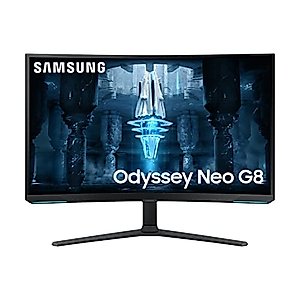 SAMSUNG 32" Odyssey Neo G8 4K UHD 240Hz 1ms G-Sync 1000R Curved Gaming Monitor, Quantum HDR2000, AMD FreeSync Premium Pro, Matte Display, Ultrawide Game View, DisplayPort, Black & White, 2022