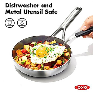 OXO Mira Tri-ply Stainless Steel, 10 Piece Cookware Pots and Pans Set including Ceramic Nonstick Frying Pan, Induction, Multi Clad, Dishwasher and Metal Utensil Safe