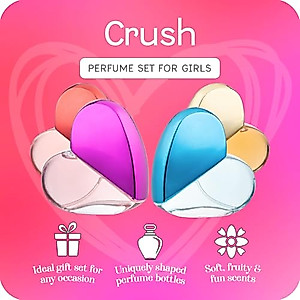 SCENTED THINGS Crush Perfume Gift Set for Teen Girls, Kids Body Spray for Girls 10-12 & Teens, Body Mist for Teenage Girl, Fashion Collection 4 Heart-Shaped Perfumes Bottles