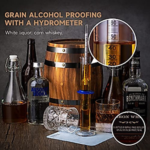 Hydrometer Alcohol Meter Test Kit, Distilled Alcohol 0-200 Proof & 0-100 Tralle with Hydrometer Test Glass Jar, Alcohol Proof Tester for Proofing Distilled Spirits & Moonshine Testing