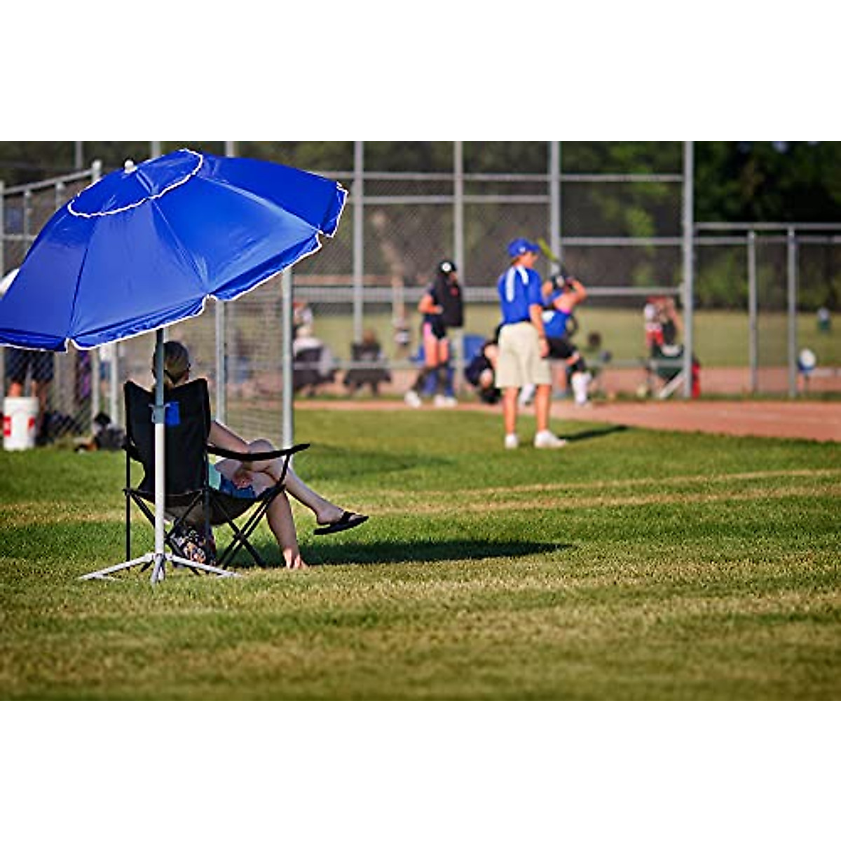 Wondershade 5' Sun Shade Umbrella, Portable Lightweight Adjustable Instant Sun Protection UPF 50+ - Blue