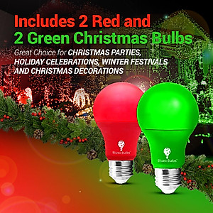 4 Pack LED Red and Green Light Bulbs - 120V E26 Base 9 Watt (60-watt Replacement) - Red and Green Bulbs for Party Decoration, Porch, Home Lighting, Christmas