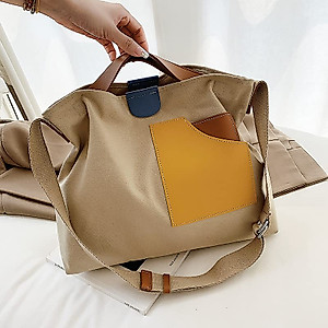 Aesthetic Hobo Bags for Women, Crossbody Canvas Shoulder Bag Totes Handbags for College, Shopping, Travel, Work (Khaki,One Size)