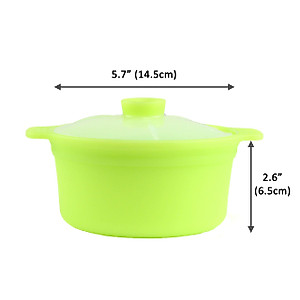 (Set of 2) Microwave Silicone Food Steamer with Handle & Lid, Kitchen Nonstick Egg Steaming Pot, Dishwasher & Oven Safe up to 482 °F, Easy to Clean, Made in Korea (20.3 Fl Oz (600ml, 2.5 Cups), Clear Lid)