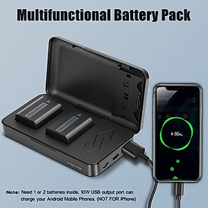 JYJZPB NP-FW50 Replacement Battery Charger Set Dual Channel Compatible for Sony Alpha A6000 A6400 A6500 A6300 A6100 ZV-E10 A7 A7II A7RII A7SII A7S A7S2 A7R A7R2 A5100, Camera Batteries Charger Case
