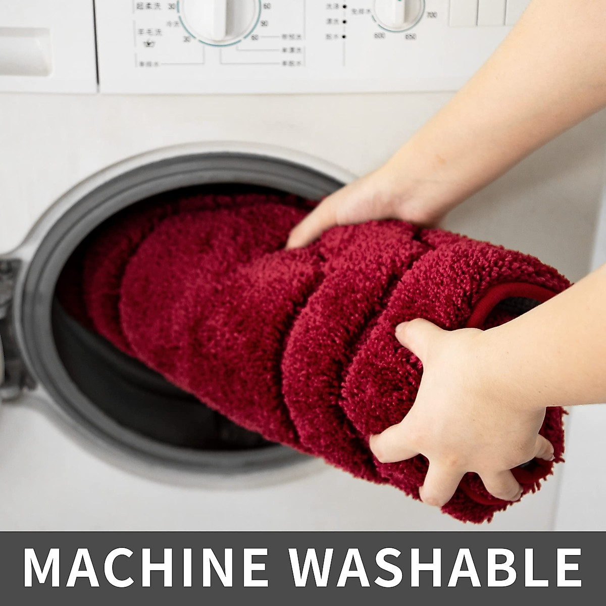 COSY HOMEER Extra Thick Bath Rugs for Bathroom - Anti-Slip Bath Linen Sets Mats Soft Plush Yarn Shaggy 100% Strong Polyester Living Room Bedroom Water Absorbent(Red,17x27 - Inches)