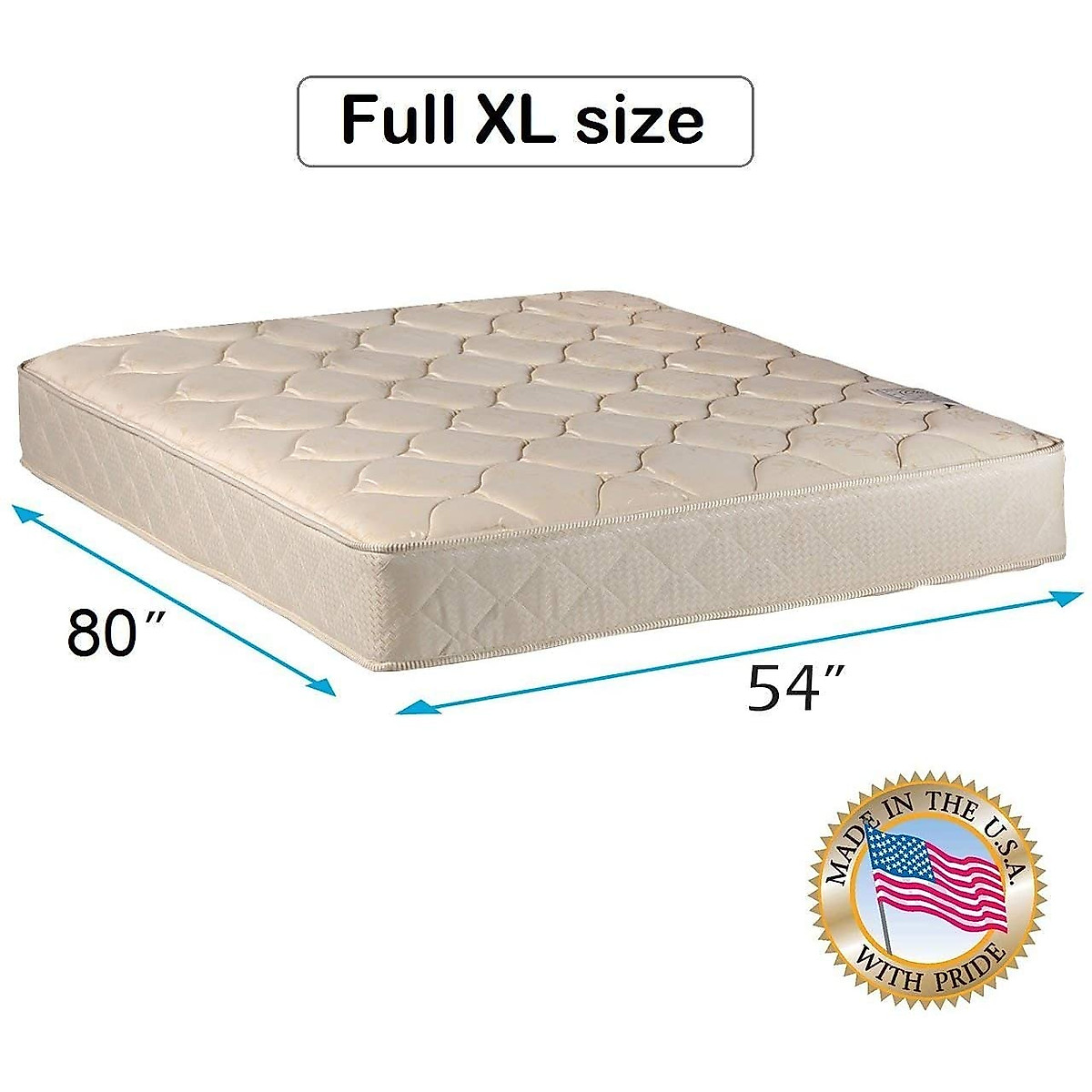 DS Solutions USA Comfort Classic Gentle Firm Full XL Mattress Only with Mattress Cover Protector Included - Orthopedic, Good for Your Back, Long Lasting and 2 Sided