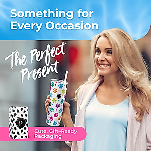 Vacuum Insulated Stainless Steel Dog Skinny Tumbler with Straw - Coffee Mug with Lid - New Dog Owner - Dog Mom - Dog Items for Women - Dog Lovers - Cute Dog Mug - Dog Water Bottle - Mug for Dog Love