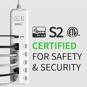 Zooz Z-Wave Long Range Power Strip ZEN20 800LR with Energy Monitoring and 2 USB Ports | Works with Z-Box, Hubitat, Home Assistant, Compatible with SmartThings