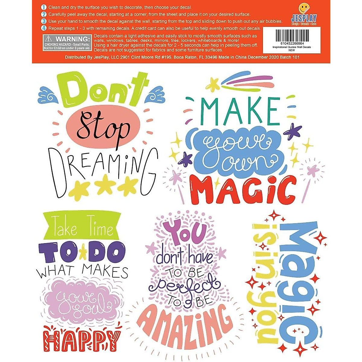 Inspirational Wall Decals for Classrooms and Room Décor- Reusable Inspirational Quotes Adhesive Wall Decals - Must Haves for Teachers, Classroom Essentials,Preschool, Elementary, Daycare, School