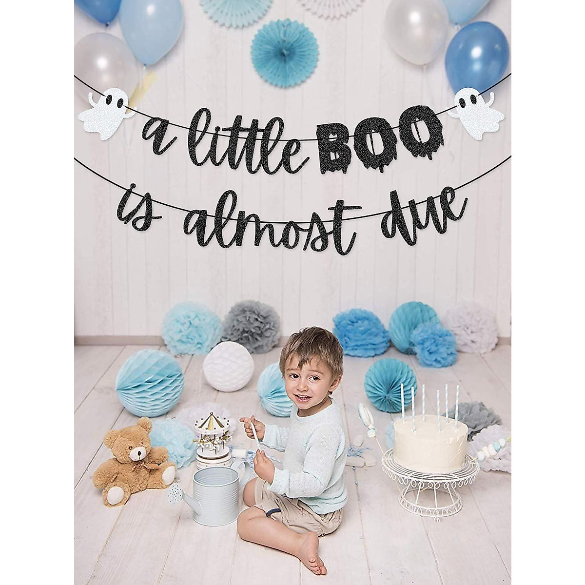 A Little Boo is Almost Due Banner Garland for Halloween Baby Shower Halloween Gender Reveal Party Decorations