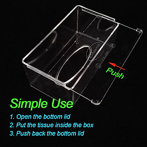 Square Clear Acrylic Tissue Box, Box Covers Rectangular, Bathroom Facial Napkin Box Holders, Table Clear Dryer Sheet Dispenser for Bathroom, Kitchen and Cars