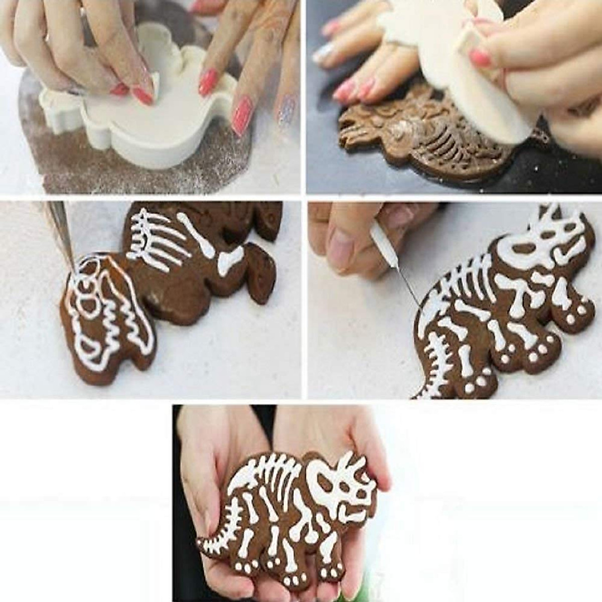 Dinosaur Cookie Cutters for Kids By Garloy,3 Sets Dino Cookie Cutters With T-Rex Stegosaurus Triceratops Skeleton Fossil