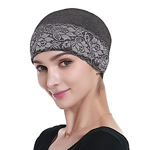 Lace Turban Head Wrap Head Coverings for Women Sleep Caps for Women Short Hair Grey