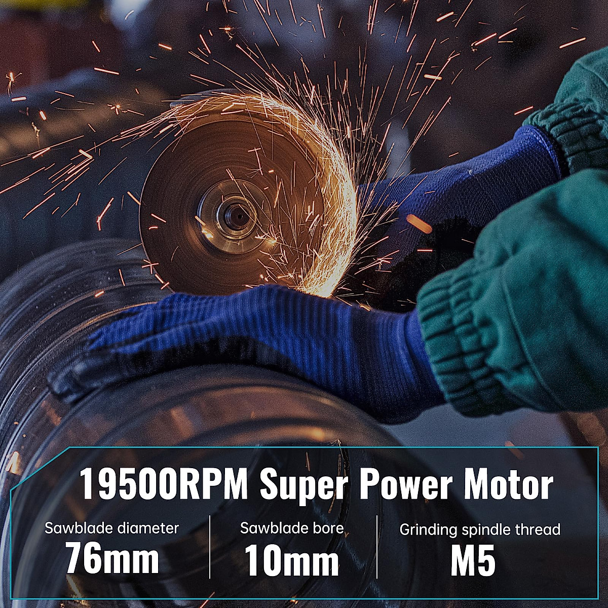 Housiwill Angle Grinder Tool, Mini Angle Grinder, Cordless Electric Angle Grinding Tool 12V 19500RPM with 2PCS 2000mAh Battery, Nylon Cutting Blade-s/Grinding Disc/Metal Cutting Disc (Green+blue)