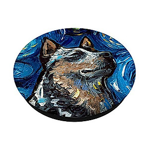 Happy Blue Heeler Portrait Starry Night Cattle Dog Art Aja PopSockets PopGrip: Swappable Grip for Phones & Tablets