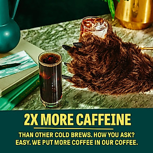 Wandering Bear Straight Black Organic Cold Brew Coffee On-the-Go, Iced Coffee, 11 fl oz, 12 pack - Extra Strong, Smooth, Unsweetened, Shelf-Stable, Ready to Drink