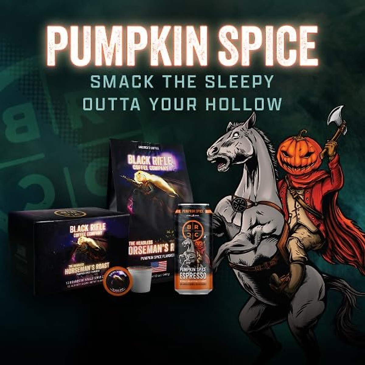 Black Rifle Coffee Company Headless Horseman, Pumpkin Spice Flavored Medium Roast Coffee Pods, 12 Single Serve Coffee Pods