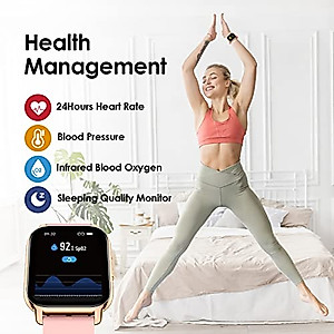 Smart Watch for Women (Dial Calls/Answer) for iphone and Android Phones Compatible, IP68 Waterproof Fitness Tracker, 24 Sport Modes, Blood Oxygen Heart Rate Sleep Monitor, Outdoor Sports Smartwatch