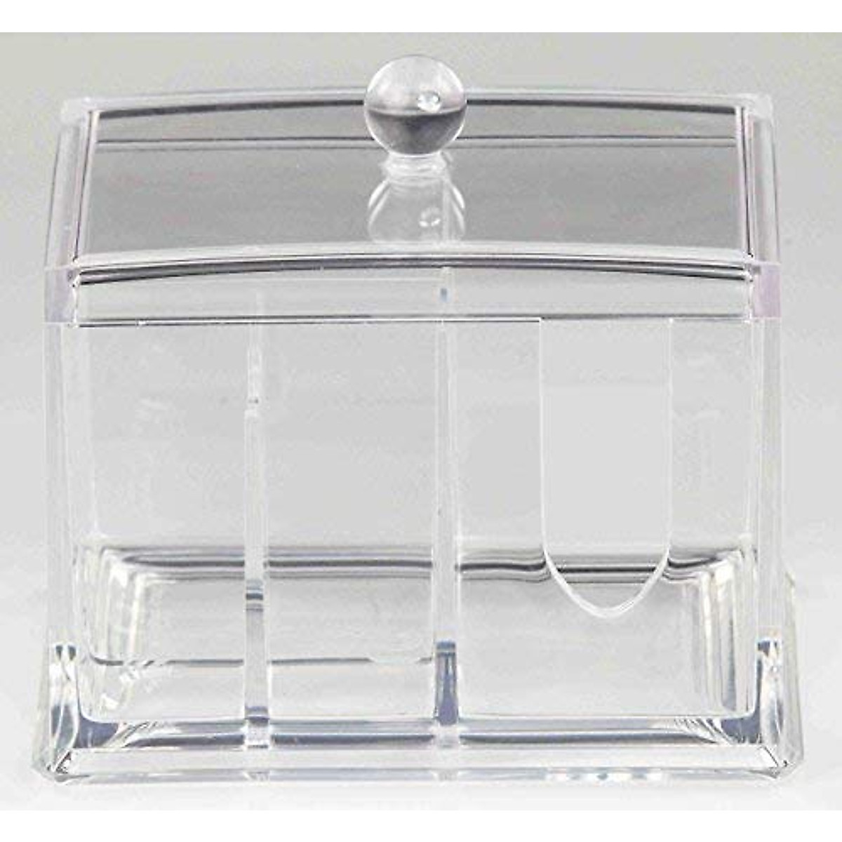 Home Basics Cotton Ball And Cotton Swab Holder With Cosmetic Pad Organizer, One Piece Lid, Q-tip Stand, Clear
