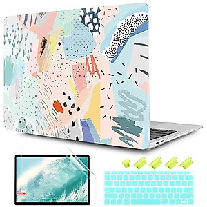 TWOLSKOO Plastic Hard Case & Keyboard Cover & Screen Protector Compatible with MacBook Air 13 inch 2021-2018 Release A2337 M1 A2179 A1932 Artistic Floral