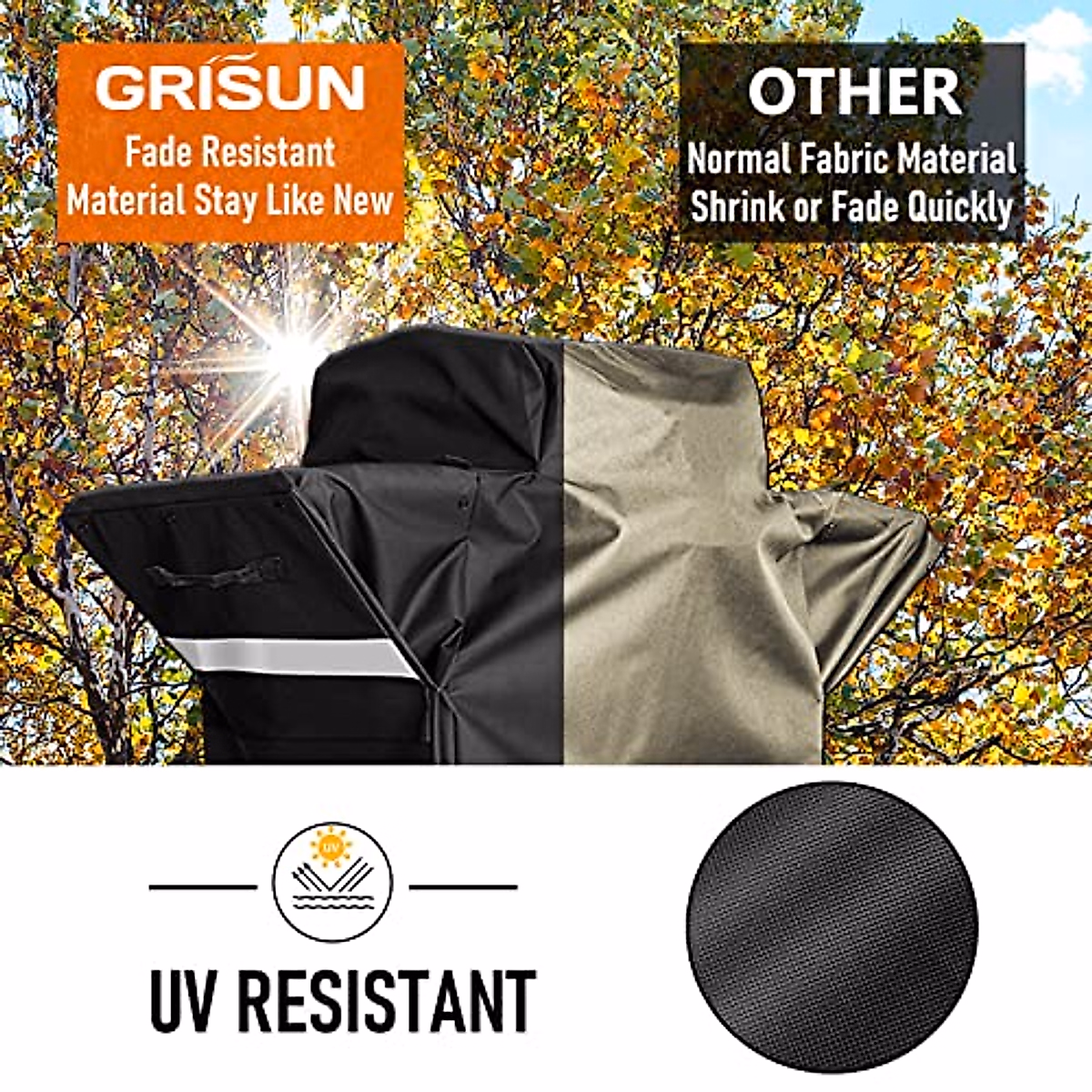 Grisun Grill Cover for Char Broil TRU Infrared Patio Bistro Electric Grill with Side Shelves 17602047, 17602048, 17602066 Heavy Duty BBQ Grill Cover with Grill Brush