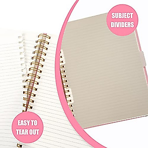 EOOUT Spiral Notebook 8.5 x 11 Hardcover Spiral Journals for Women, 300 Pages College Ruled 3 Subject for Work, Back to School, Gifts