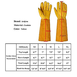 Acdyion Gardening Gloves for Women/Men Rose Pruning Thorn & Cut Proof Long Forearm Protection Gauntlet, Durable Thick Cowhide Leather Work Garden Gloves