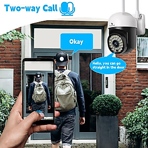 Taishixing Outdoor Security Camera 2PCS, 2.4G/5G WiFi HD Dome Surveillance Camera with Motion Detection, Alarm, Two-Way Audio, Full Color Night Vision, IP66 Waterproof, Free Cloud Storage
