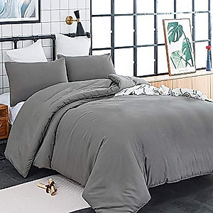 CLOTHKNOW Grey Comforter Sets Queen Dark Gray Bedding Comforter Sets Mens Boys Comforter Charcoal Comforter Queen Sets Dark Gray Bed Comforter Queen for Queen Bed Comforter 3Pcs Gray Queen Comforter
