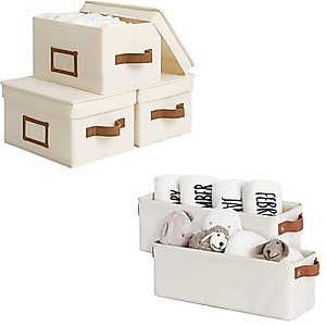 StorageWorks 3-Pack Decorative Storage Baskets with 2-Pack Narrow Storage Bins