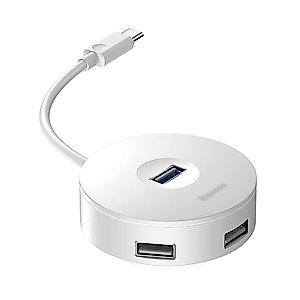 CUJUX USB HUB & USB C HUB to Multi USB3.0 USB 3.0 Splitter for MacBook Pro Air Laptop Computer 4 Port Multiple USB Type C HUB (Color : White-Type-C)