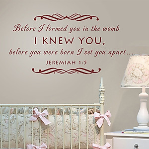 Baby Nursery Wall Decal - Before I Formed You in The Womb Christian Scripture Wall Decal (Brown, X-Large)