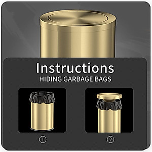 Huaqinglian Stainless Steel gold Trash can with Flipping Lid 4gallon Fingerprint-Proof Garbage cans Wastebasket Bin for Office Kitchen bothroom Living Room bedroom