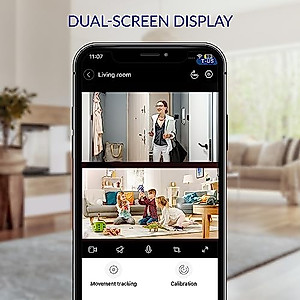 YI Dual-Lens Indoor Camera, 2.4Ghz Home Security Camera System with Fixed Lens and Dome Camera in 1, Expanded Viewing Angle, Motion Tracking, Dual-Screen Display, Two-Way Audio, Phone Alerts