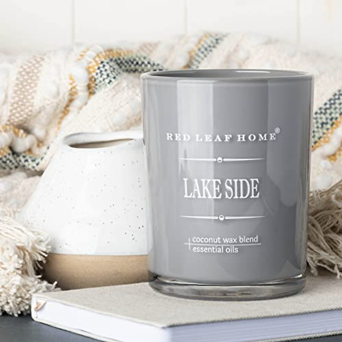 Red Leaf Home | Lake Side Candle with Wooden Lid | Large | Aromatherapy | The Man Collection | 15.5oz Jar