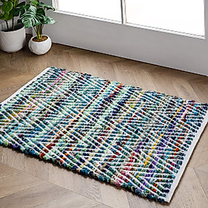 nuLOOM Rochell Hand Woven Chevron Area Rug, 3x5, Green