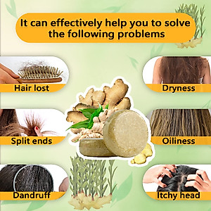 2PCS Ginger Hair Regrowth Shampoo Bar, Ginger Shampoo For Hair Growth, Anti-Hair Loss Hair Natural Organic Ginger Shampoo