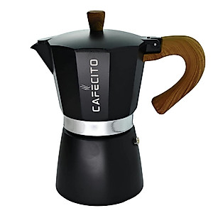 Cafecito Espresso Coffee Moka Pot | 6 Espresso Cup Moka Pot - 10 oz Manual Cuban Coffee Percolator | Italian Espresso Greca Coffee Maker | Stovetop Espresso Maker | Cafetera Cubana