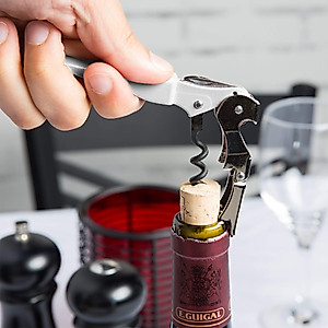 Pulltap's Double-Hinged Waiters Corkscrew, Wine Opener and Foil Cutter, Beer Bottle Opener, White