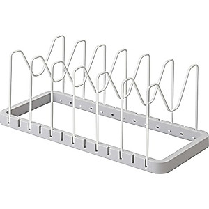 Yamazaki 3965 Under-Sink Extendable Pot Lid & Frying Pan Stand, White, Approx. W 17.7-32.3 x D 7.9 x H 6.9 inches (45-82 x 20 x 17.5 cm), Plate, Kitchen Storage, Handle Rest