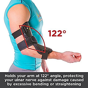 BraceAbility Cubital Tunnel Syndrome Elbow Brace | Splint to Treat Pain from Ulnar Nerve Entrapment, Hyperextended Elbow Prevention and Post Surgery Arm Immobilizer - S (Small/Medium)