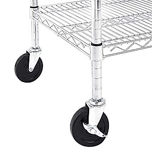 AmazonCommercial Heavy-Duty 6-Tier Steel Wire Shelving with Optional Wheels, NSF Certified, Chrome, 18" D x 48" W x 75" H (76'' H with wheels)