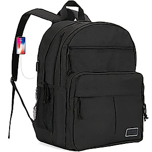 Travel Laptop Backpack for Men Waterproof College School Backpacks for Teen Girls with USB Charging Port Work Business Fits 15.6 Inch Notebooks Computer Bag Anti Theft Bagpacks for Women-Black