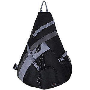 HBAG 20" Crossbody Sling Backpack Single Strap School Travel Sports Shoulder Bag, Black