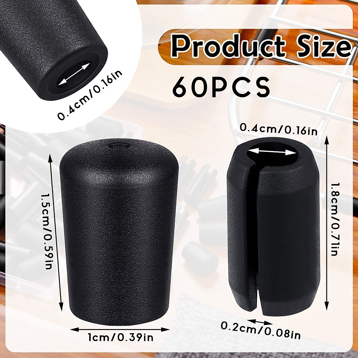 Rubber Feet for Sink Grid Sink Protecter Rubber Grid Kitchen Sink Wire Protective Rack Feet Grate Rubber Wire Bumper Replacement Protector Parts for Kitchen Rack, 60 Pieces (Black) (Black)