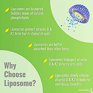 UpNourish Liposomal Vitamin D3 K2 MK7 365 Softgels - VIT D3 5000 IU + K2 100 mcg with Organic Coconut Oil - K2 D3 Vitamin Supplement - Vitamin D and K Supplement - Non GMO Gluten Free